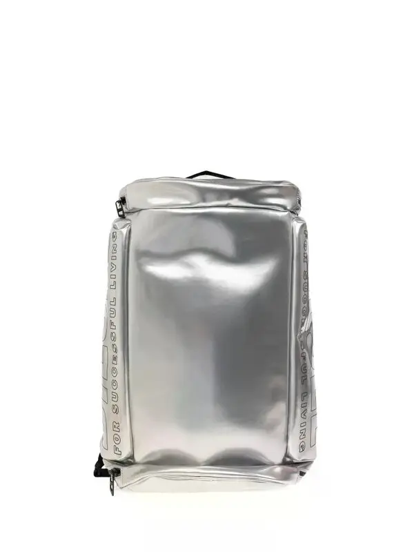 DIESEL® Logo-print Metallic Backpack - Silver