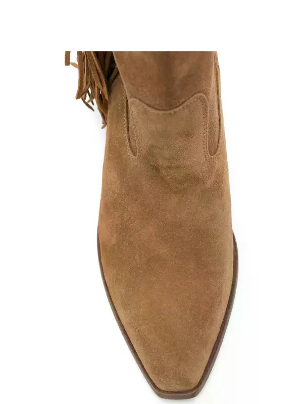 VIC MATIE K12 Fringed Suede Cowboy Boots - Brown