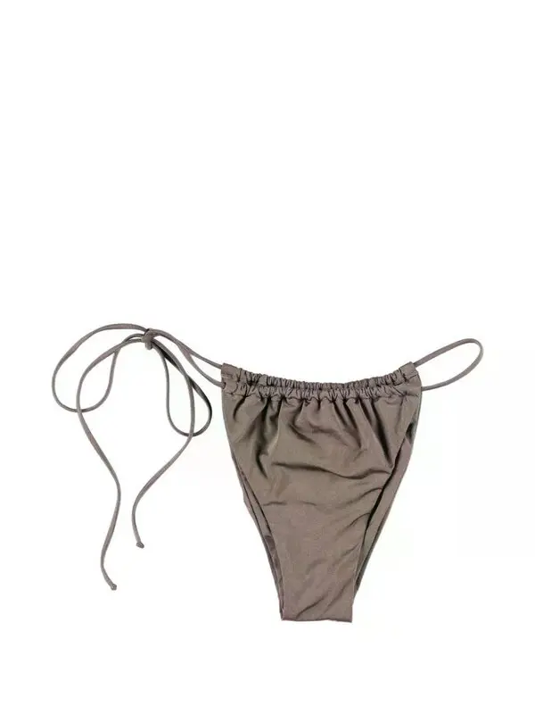 BELAMER Ruched High-cut Bikini Bottom With Side Ties - Brown