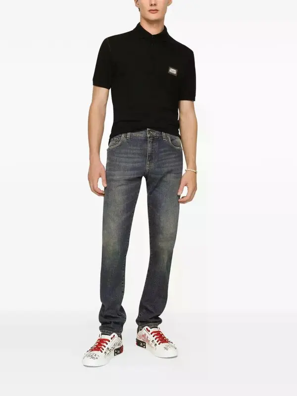 Dolce & Gabbana Cotton Piqué Polo-shirt With Branded Tag - Black