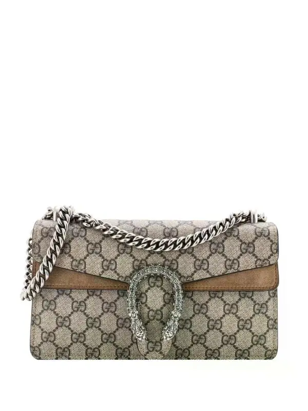 Gucci Dionysus Gg Coated Canvas Small Shoulder Bag With Crystal Embellished Metal - Brown