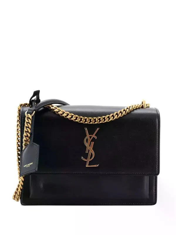 Saint Laurent Sunset Leather Medium Crossbody Bag - Black