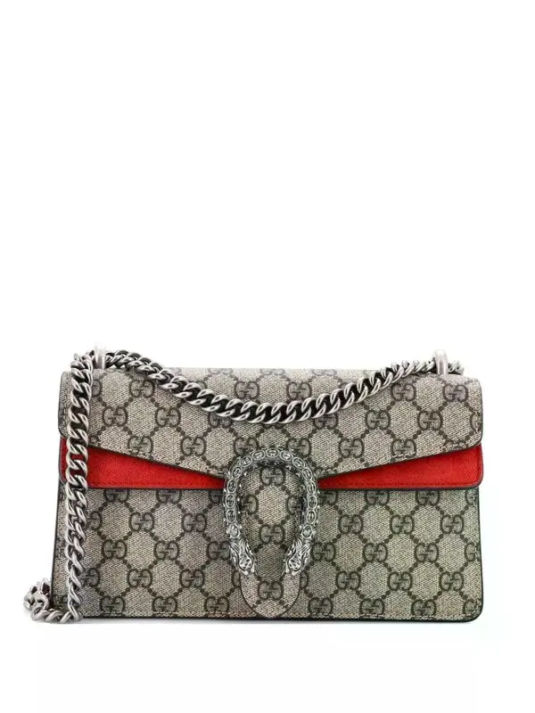 Gucci Dionysus Gg Coated Canvas Small Shoulder Bag With Crystal Embellished Metal - Red