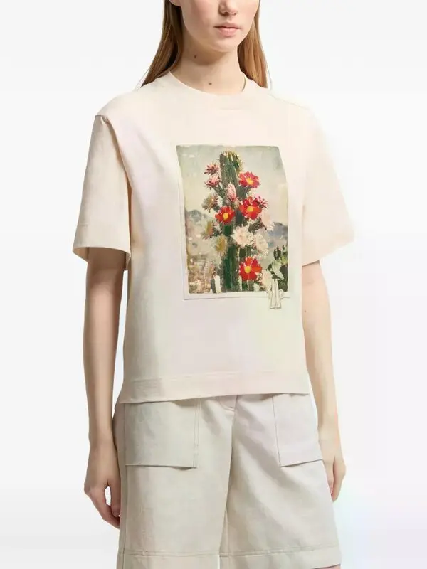 Moncler Cactus-print T-shirt - Neutrals