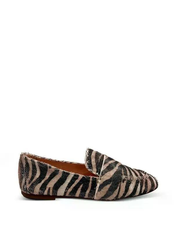 Agl Marienne Zebra-print Textured Loafers - Neutrals