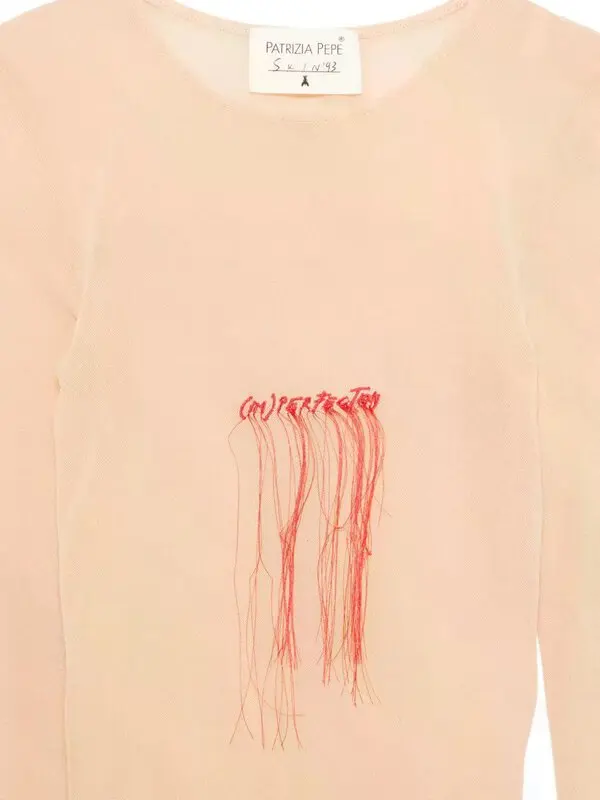 Patrizia Pepe Ruched Sleeve Sheer Tulle Top