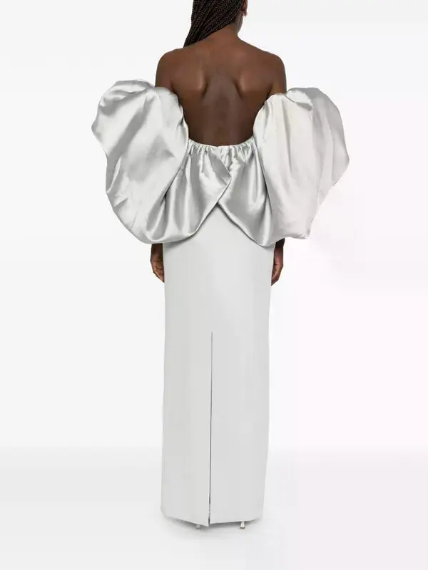 Solace London Floris Draped Maxi Dress With Puff Sleeves