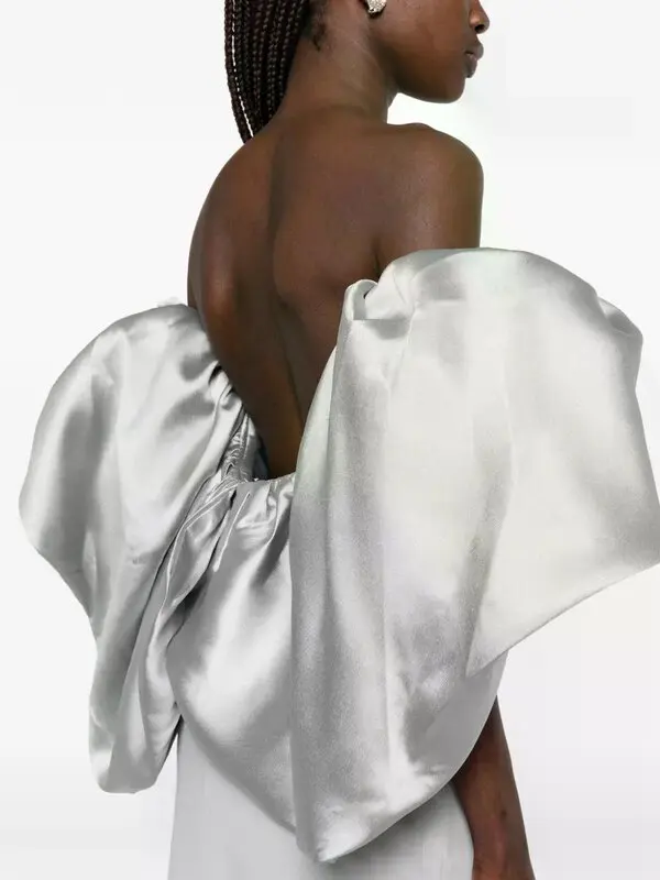 Solace London Floris Draped Maxi Dress With Puff Sleeves