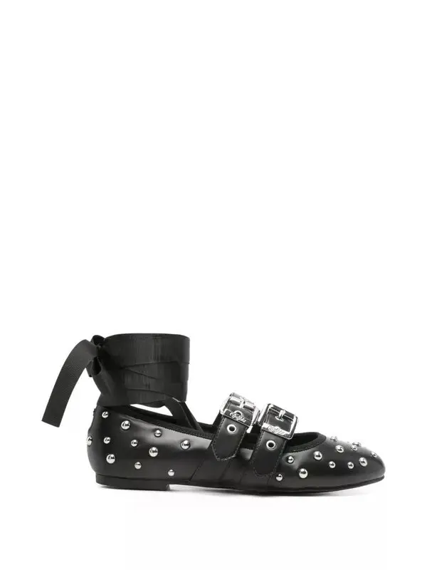 BUFFALO Daphne Stud-embellished Buckled Ballet Flats