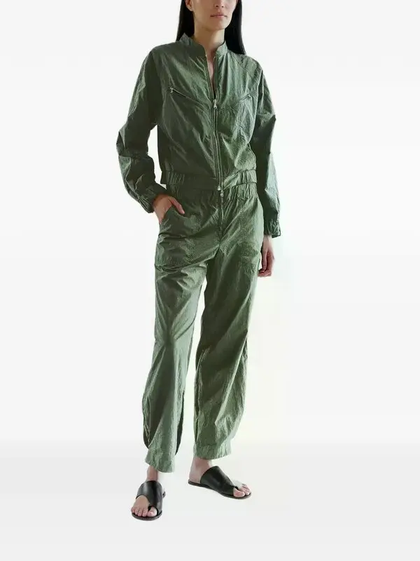 MINIMUM Crinkled Zip-up Bomber Jacket With Band Collar