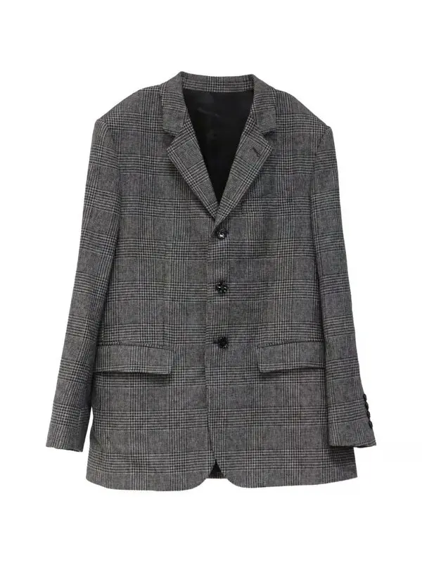 Celine Houndstooth Wool Blazer - Grey
