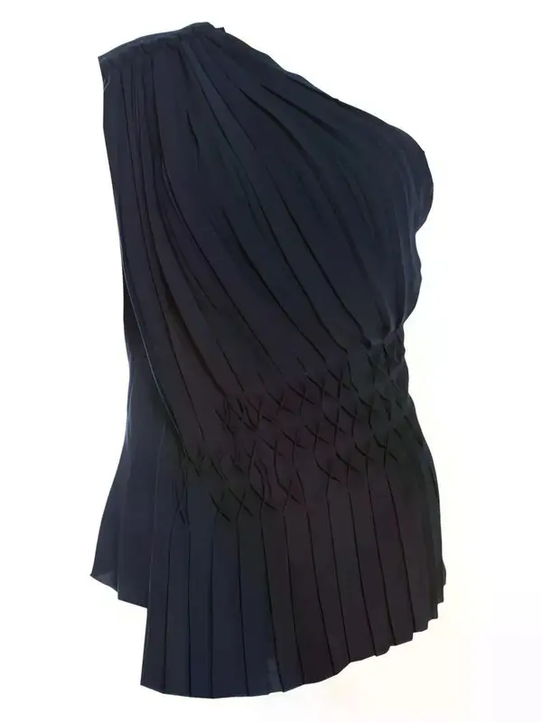 Escada Asymmetric One-shoulder Pleated Top