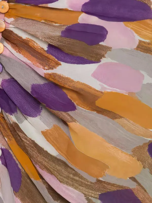 Escada Brushstroke Pattern Silk Midi Skirt - Multicolour