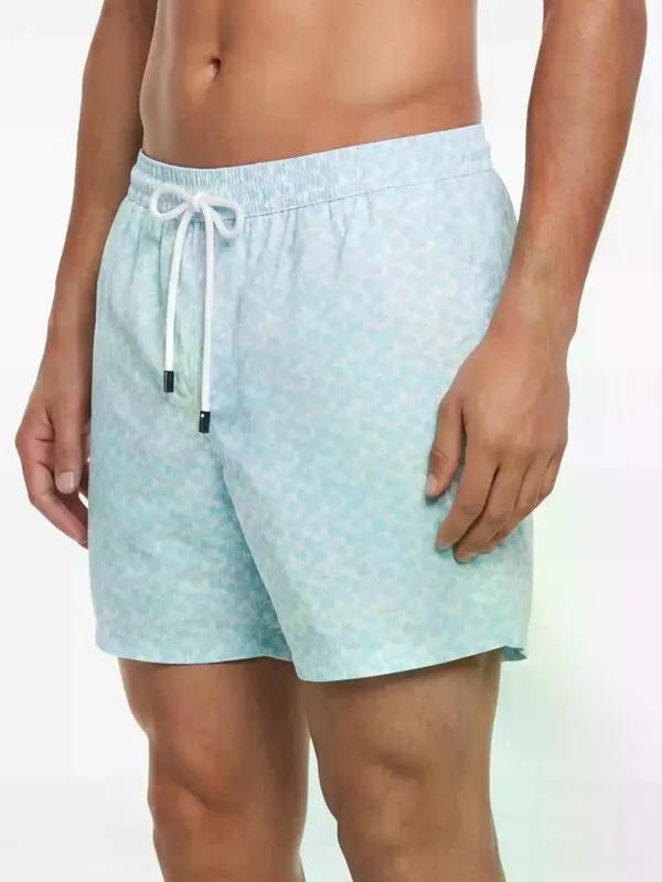 BARBA NAPOLI Palm-tree Print Swim Shorts - Blue