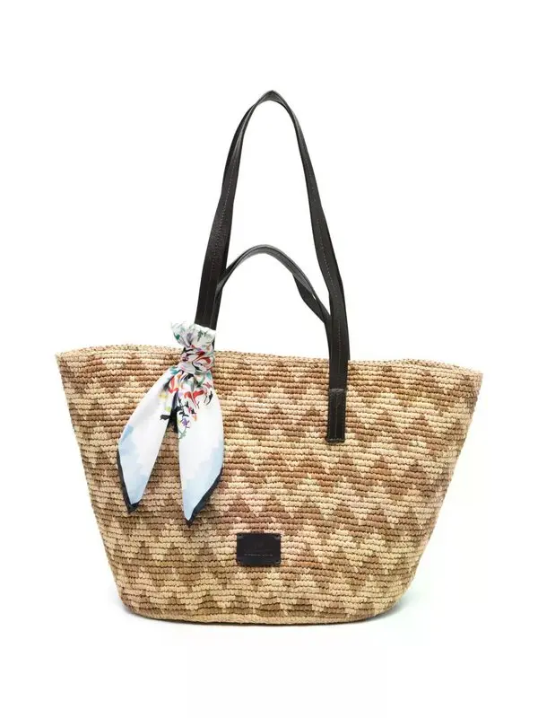 Missoni Zig-zag Tote Bag With Floral Scarf Detail