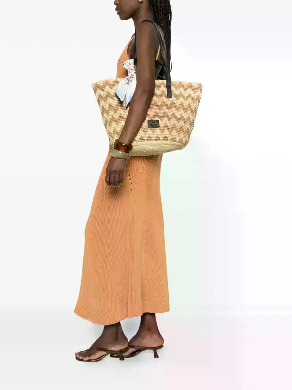 Missoni Zig-zag Tote Bag With Floral Scarf Detail