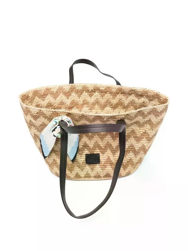 Missoni Zig-zag Tote Bag With Floral Scarf Detail
