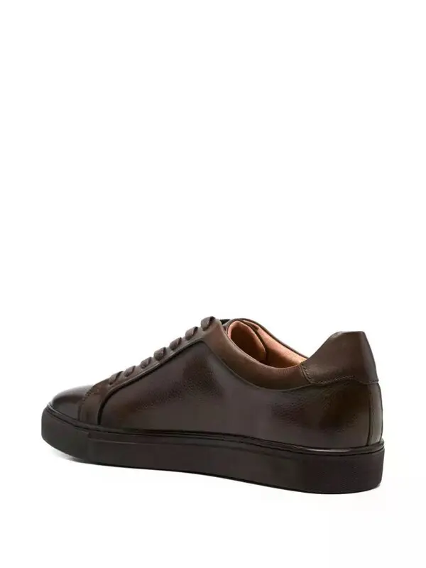 SERGIO MORETTI FIRENZE Pebbled Leather Lace-up Sneakers - Brown