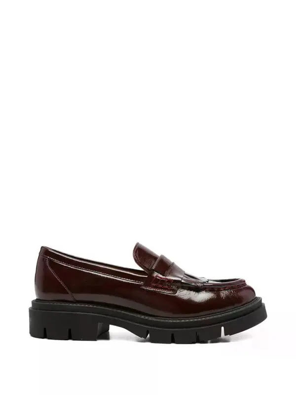 SERGIO MORETTI FIRENZE Patent Leather Lug Sole Loafers - Red