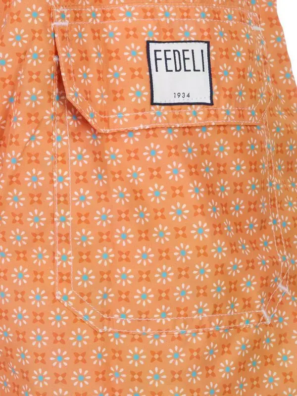 Fedeli Floral-print Swim Shorts - Orange