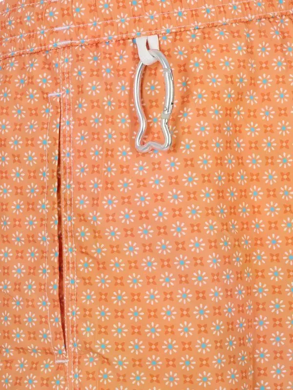 Fedeli Floral-print Swim Shorts - Orange