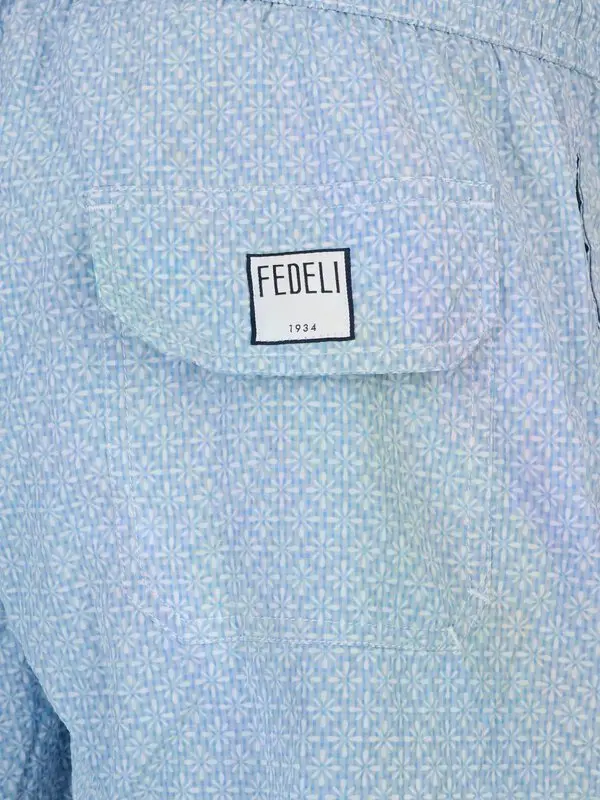 Fedeli Floral-print Swim Shorts - Blue