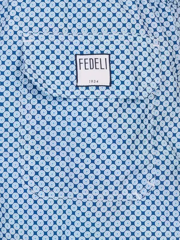 Fedeli Geometric-print Swim Shorts - Blue
