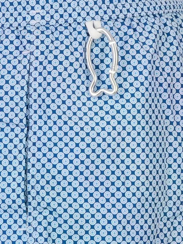 Fedeli Geometric-print Swim Shorts - Blue