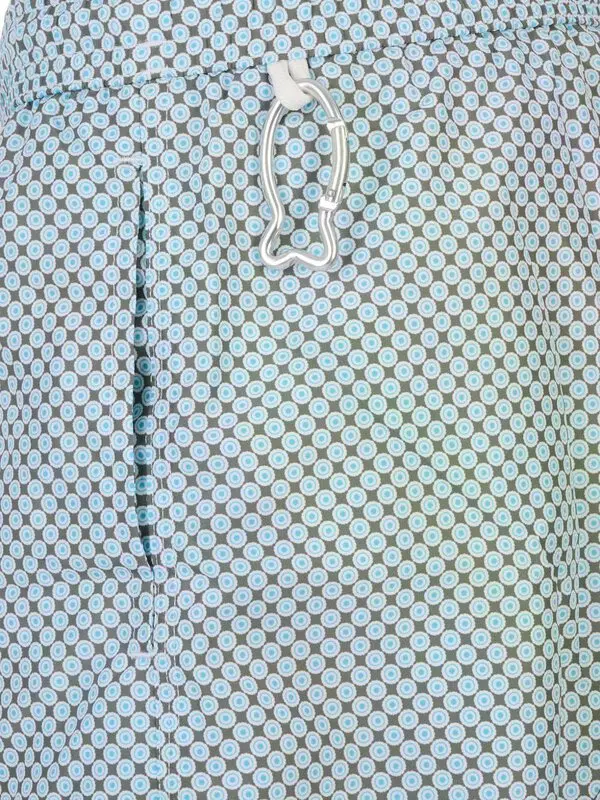 Fedeli Geometric Print Drawstring Swim Shorts - Blue
