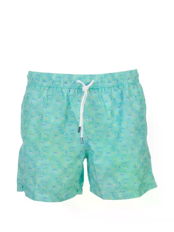 Fedeli Printed Swim Shorts - Blue