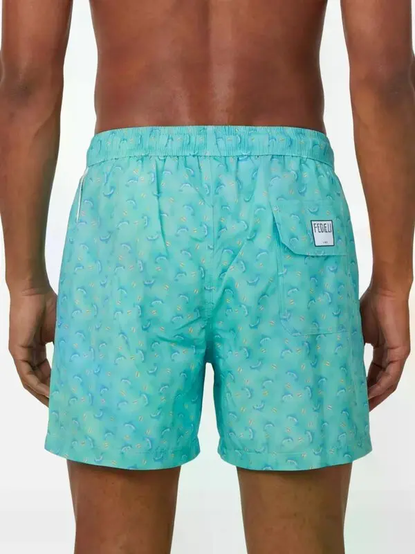 Fedeli Printed Swim Shorts - Blue