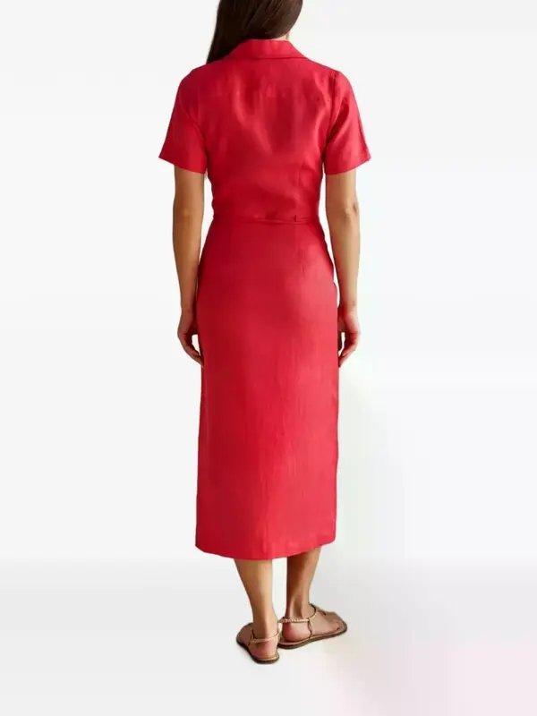 HEVRON Axel Belted Button-front Midi Dress