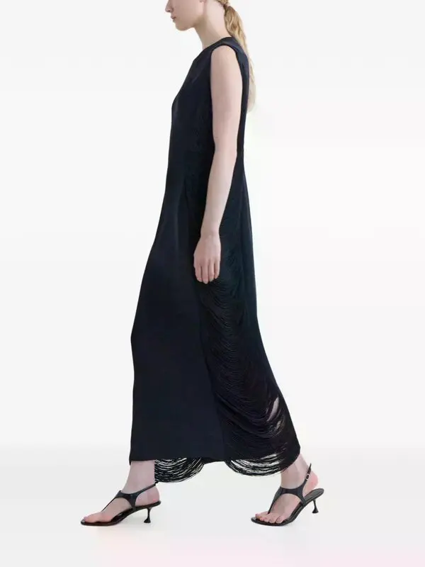 FFORME Bianca Asymmetric Dress With Fringe Detail - Black