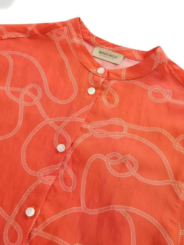 Woolrich Rope-print Band Collar Shirt - Orange