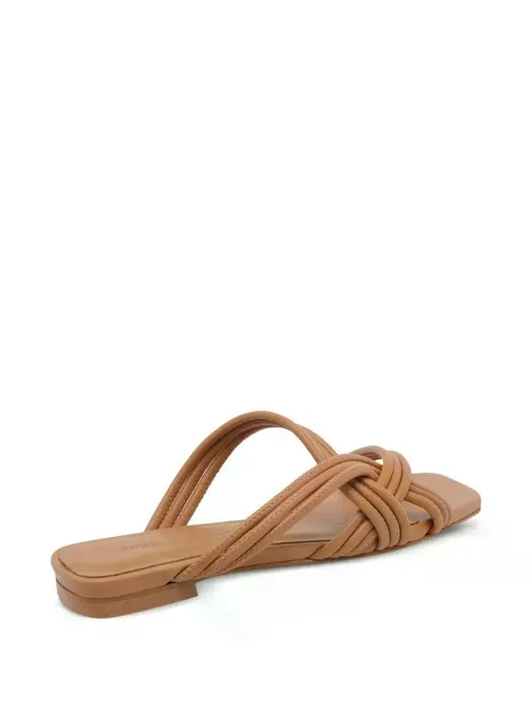 ANGEL ALARCON Crossover Strap Square Toe Flat Sandals