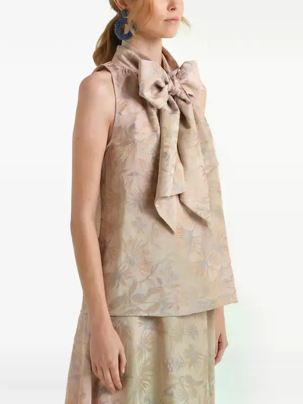 Malìparmi Sleeveless Tie-detail Blouse With Floral Print