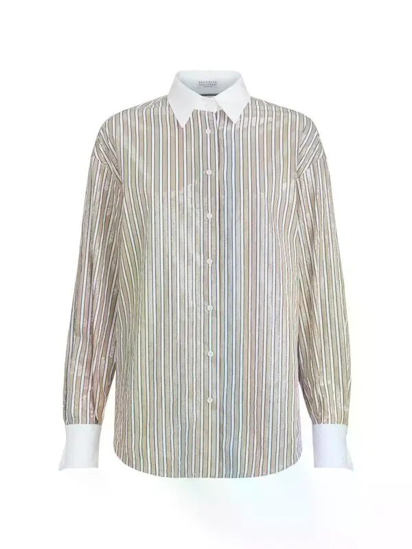 Brunello Cucinelli Striped Cotton Shirt - Neutrals