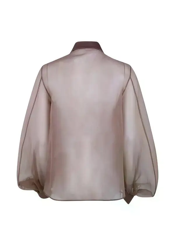 D.exterior Puff Sleeve Sheer Shirt