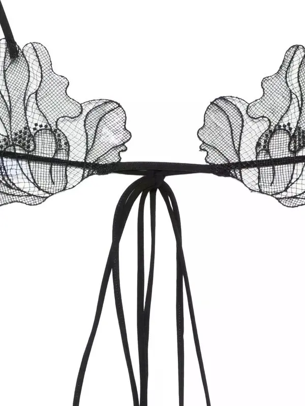 Patrizia Pepe Floral-lace Bra - Black