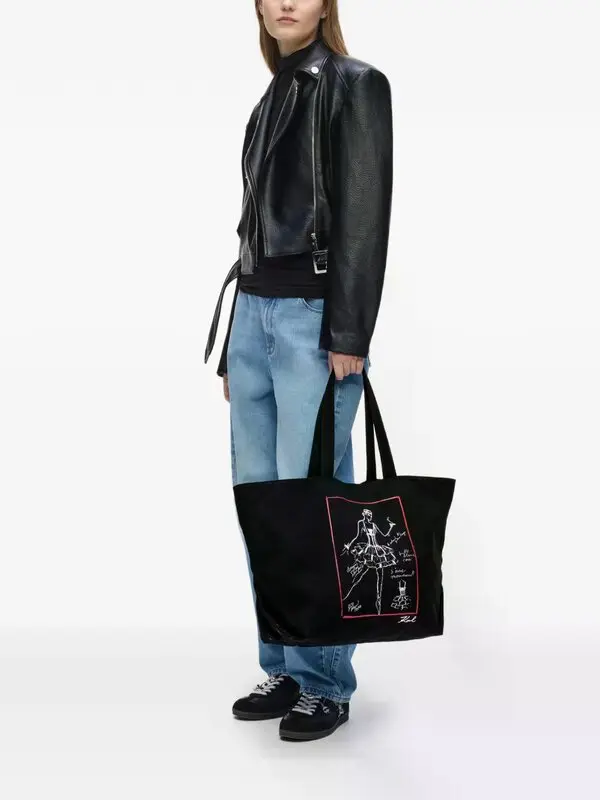Karl Lagerfeld Ballet Sketch Print Tote Bag - Black