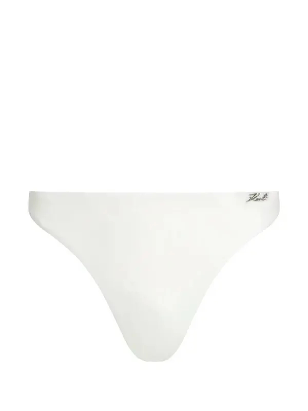 Karl Lagerfeld Signature High-leg Bikini Bottoms - White