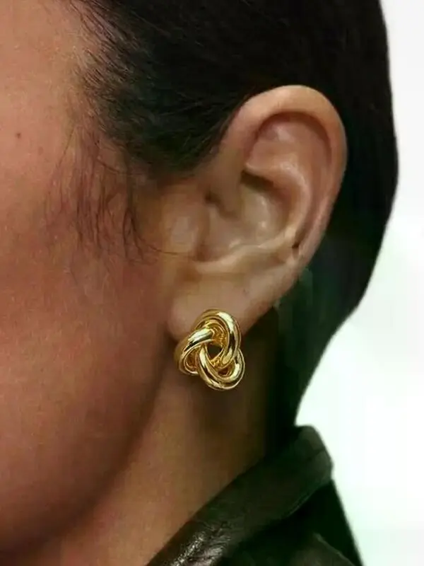 YOJ Kalno Knot Plated Brass Stud Earrings - Gold
