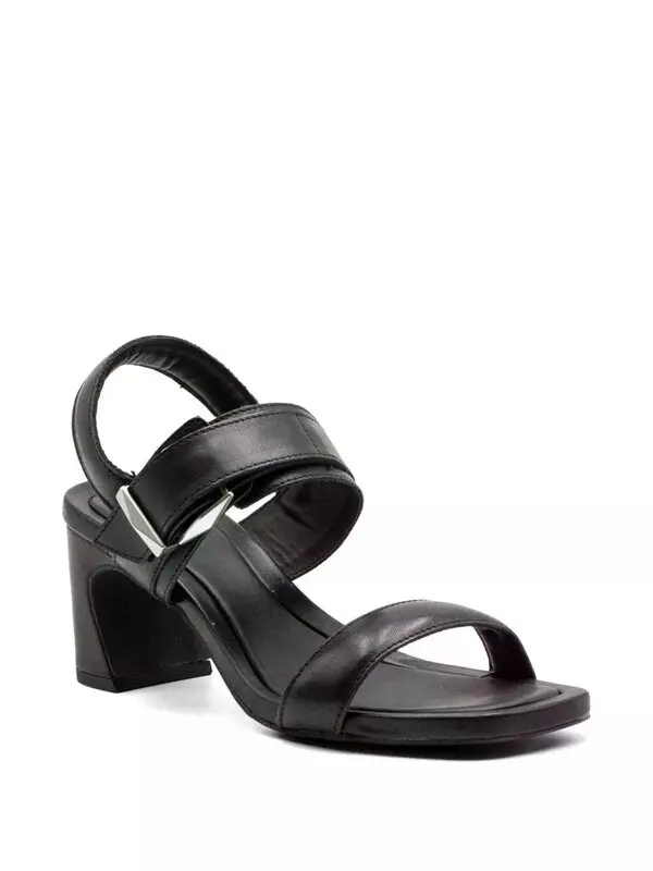 Ash Open Toe Strappy Heeled Sandals With Buckle Detail - Black