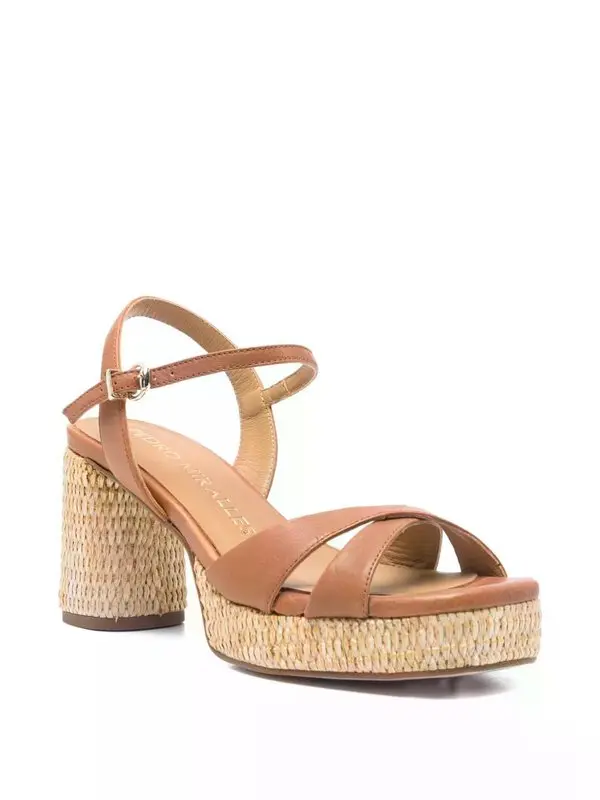 PEDRO MIRALLES Leather Crossover Strap Platform Sandals