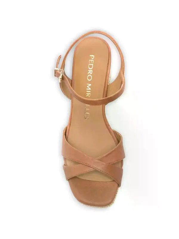 PEDRO MIRALLES Leather Crossover Strap Platform Sandals