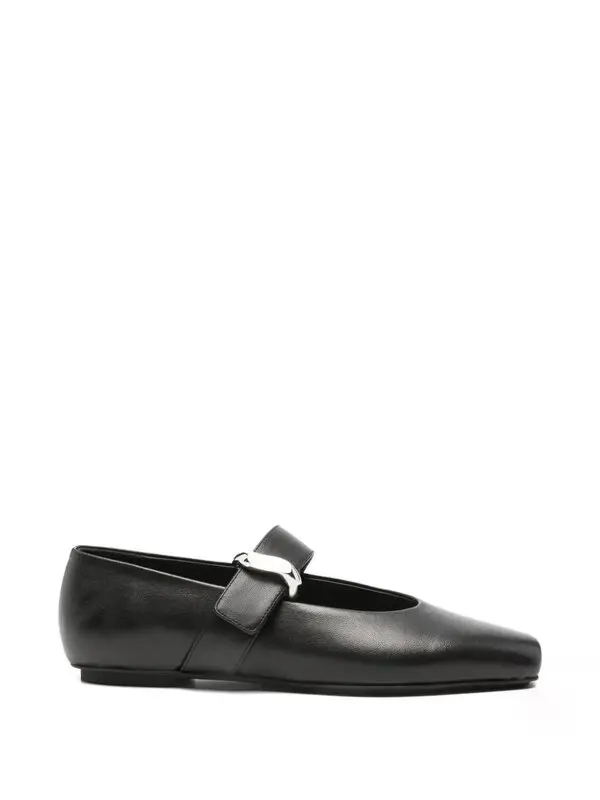 Emporio Armani Leather Square Toe Ballet Flats