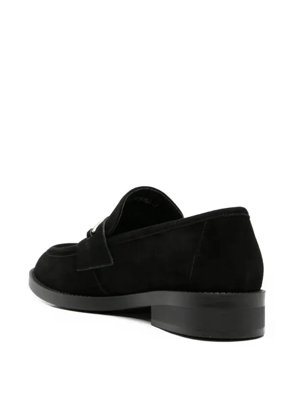 ADRIANNA FERETTI Suede Loafers With Plaque Detail - Black