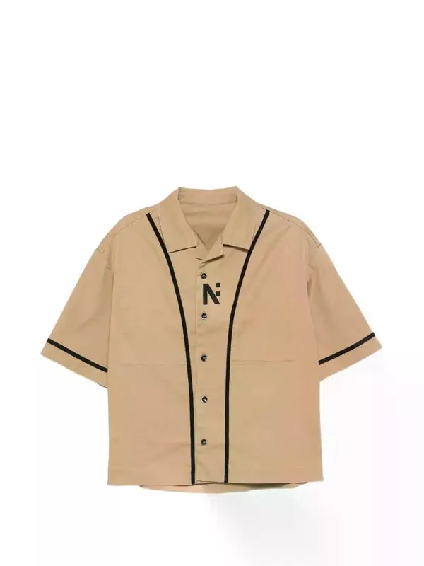 NINE:INTHE:MORNING Orazio Logo-embroidered Shirt - Neutrals