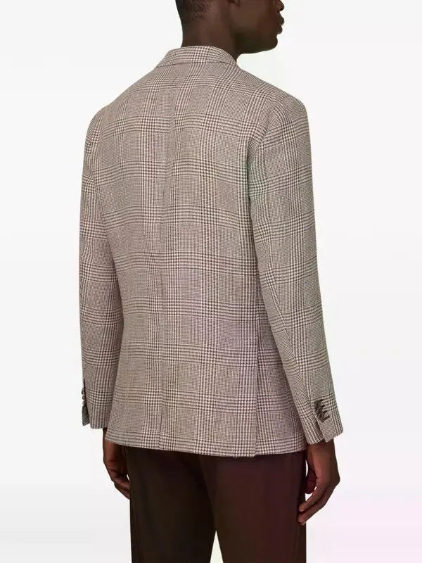 Boggi Milano Prince Of Wales Check Linen And Wool Jacket