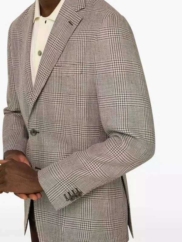 Boggi Milano Prince Of Wales Check Linen And Wool Jacket